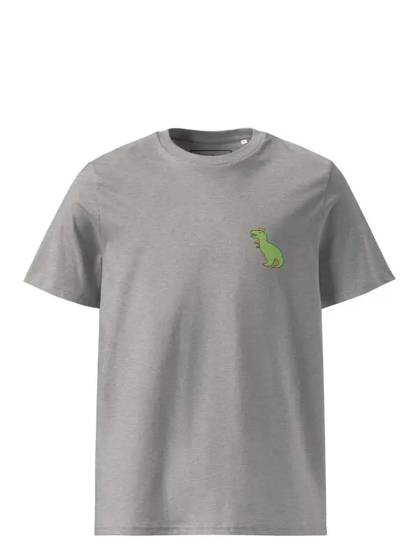 ANCHOR & CREW Heather T-rex Snap Dancin' In The Wild Organic Cotton Embroidered T-shirt - Grey