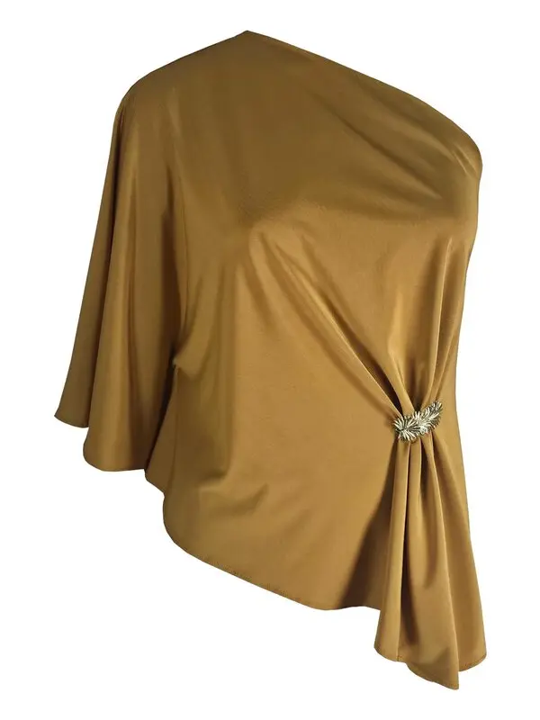 ME & THEE Gold / Yellow P's And Q's Ochre Gold One Shoulder Top - Gold/yellow