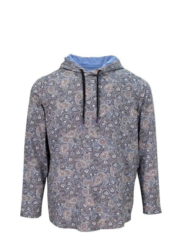 LORDS OF HARLECH Horatio Trippy Paisley Printed Hoodie - Grey