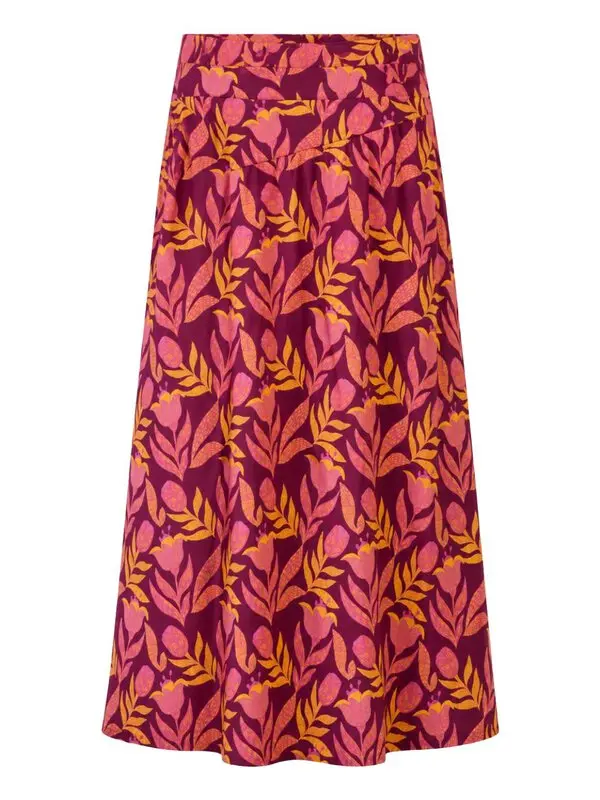 Mind Traveler Beth Burgundy Floral Skirt - Red