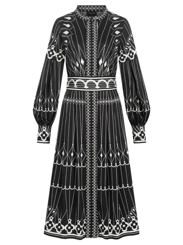 MARIANNA DÉRI Black / White Art Deco Shirt Dress Black And White - Black/white