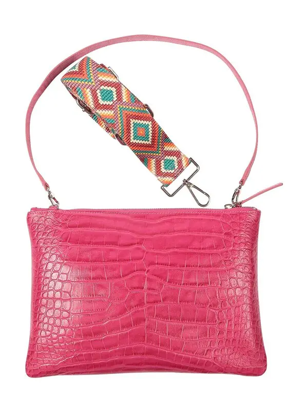 SJW BAGS LONDON Rainbow Croc-embossed Leather Bag In Fuchsia - Pink