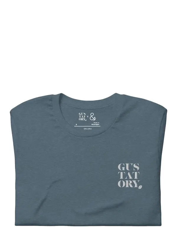 ANCHOR & CREW Heather Gustatory London Coffee Scene Organic Cotton Embroidered T-shirt - Blue