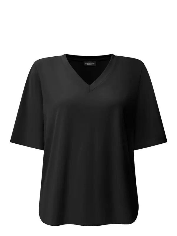 JAMES LAKELAND Jersey V-neck Top - Black