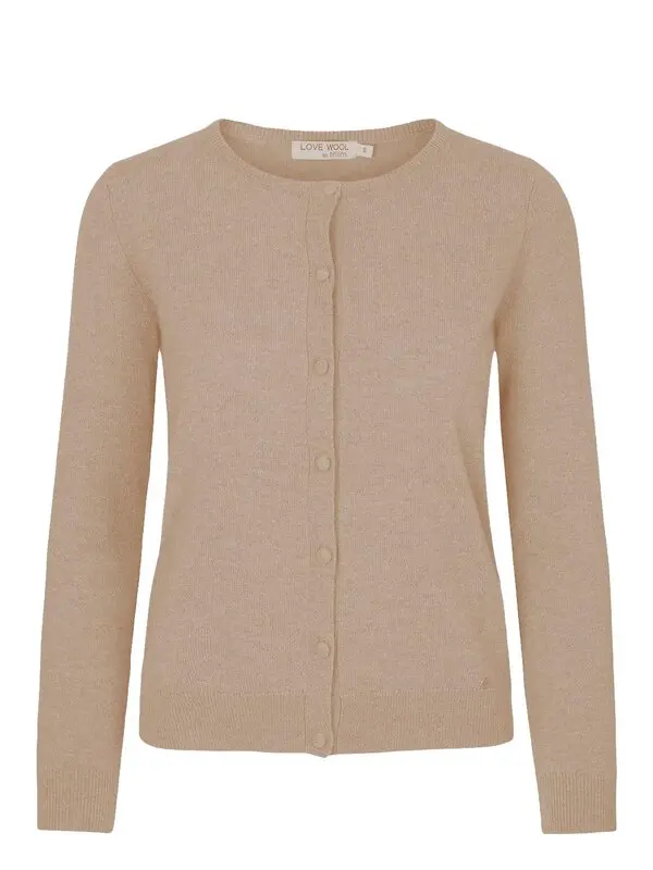 TIRILLM Emilie" Basic Cashmere Cardigan, Light Camel Beige - Brown