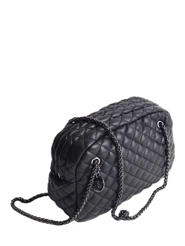 SJW BAGS LONDON Carlton Vegan Leather Quilted Handbag - Black