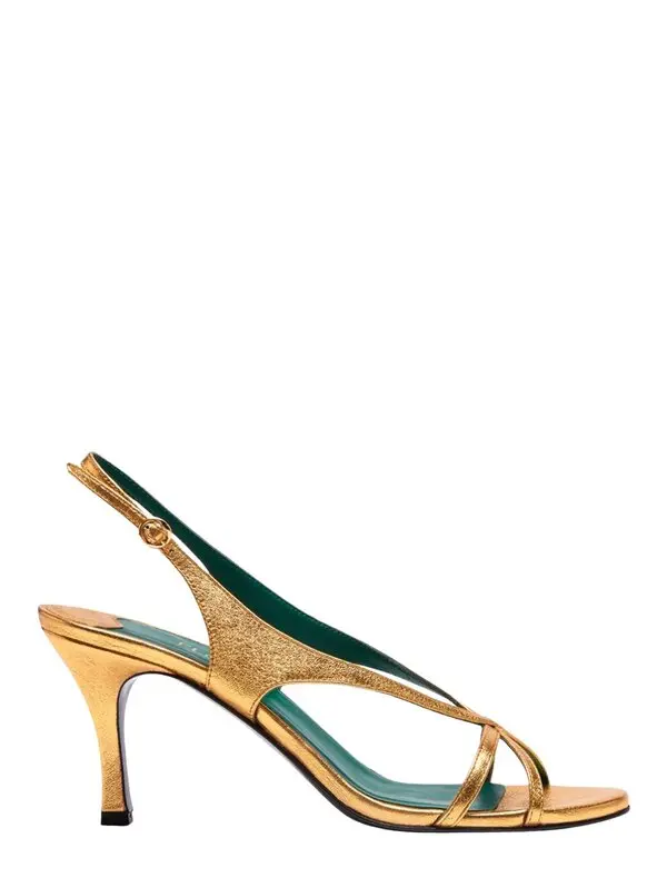FLORRIE Matilda 75mm Strappy Leather Sandal Vintage - Gold
