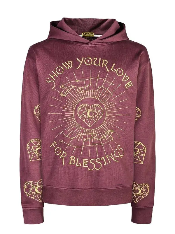 MIRACLES MANIFESTER Show Your Love Affirmation Embroidered Hoodie - Brown
