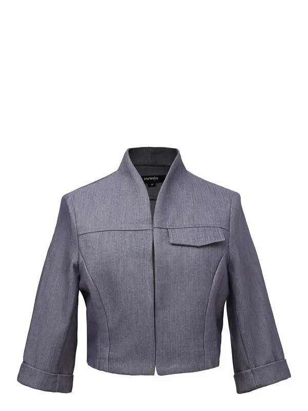 SMART AND JOY Minimalist Crop Jacket - Grey