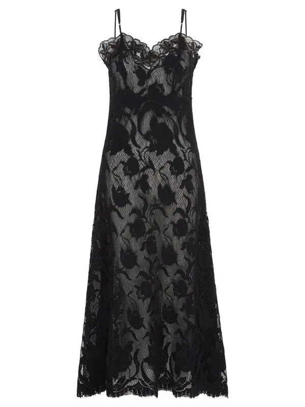 LISA THE LABEL Magnolia Lace Slip Dress - Black