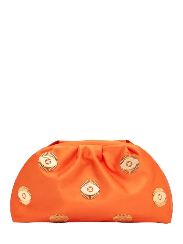 D’lueur Atelier Vega Eye Clutch With Gold-plated Accents - Orange