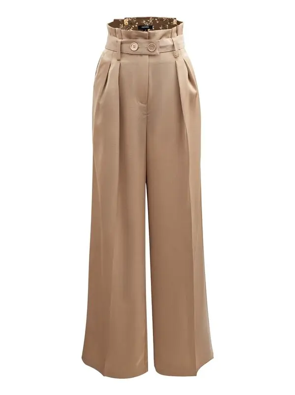 SMART AND JOY Pleats Straight Trousers - Brown