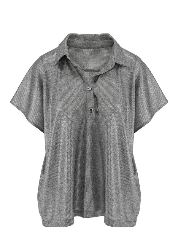 SILVIA SERBAN Jersey “polo” Top - Silver
