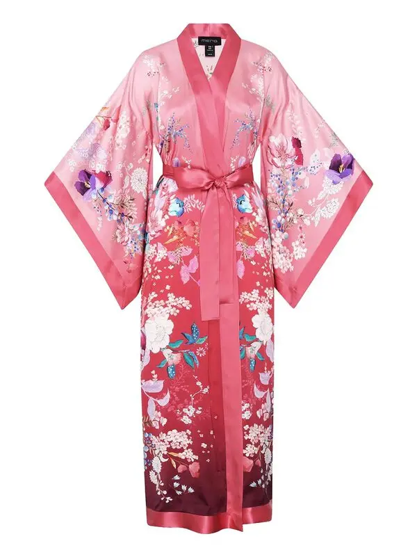 MENG Vermillion Ombre Silk Satin Kimono - Red