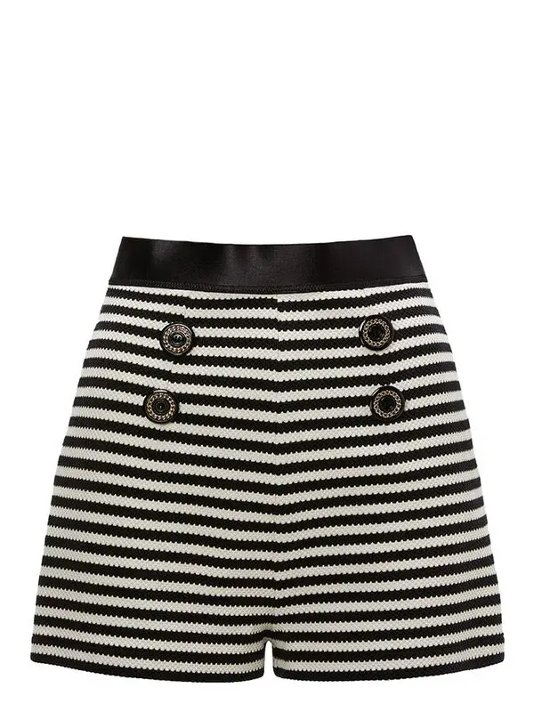 NISSA High Waisted Shorts Printed - Black