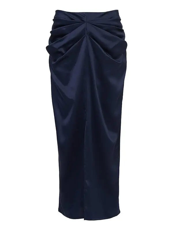 THE SUMMER EDIT Arielle Silk Skirt Navy - Blue