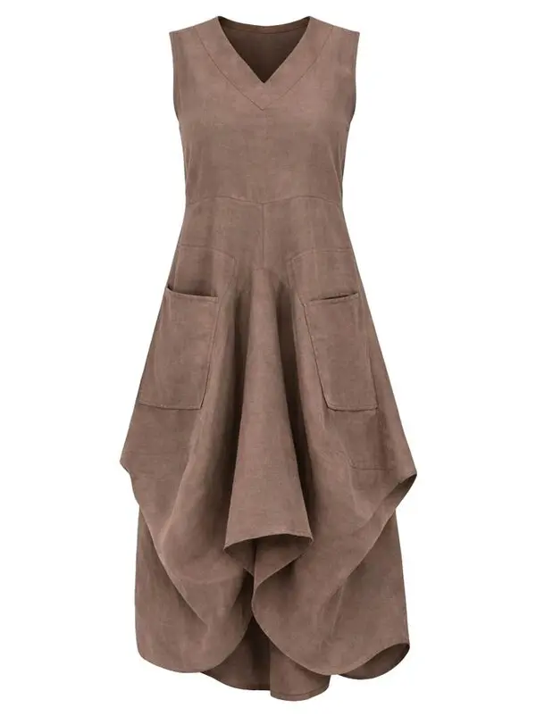 LUMINA ELIGMA The Juby Linen Balloon Skirt Dress Coffee - Brown
