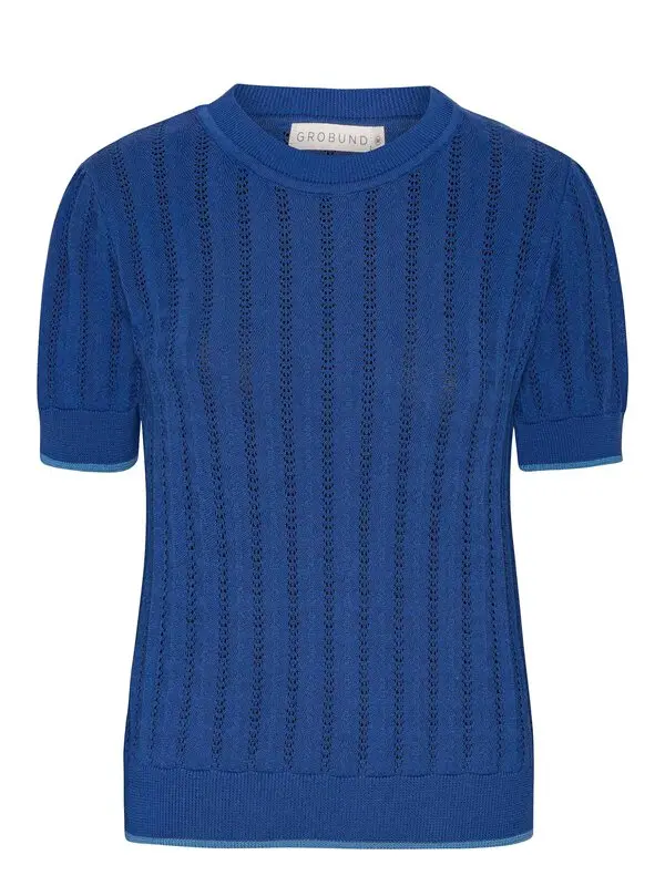 GROBUND Almine Tee – In Bright With Contrast Trim - Blue