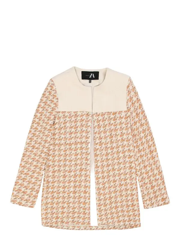MADEBYZA Neutrals Contrasted Creme Houndstooth Jacket - Orange