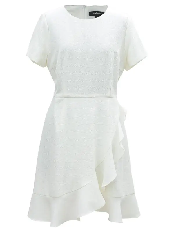 SMART AND JOY Short Skater Dress With Frills - White