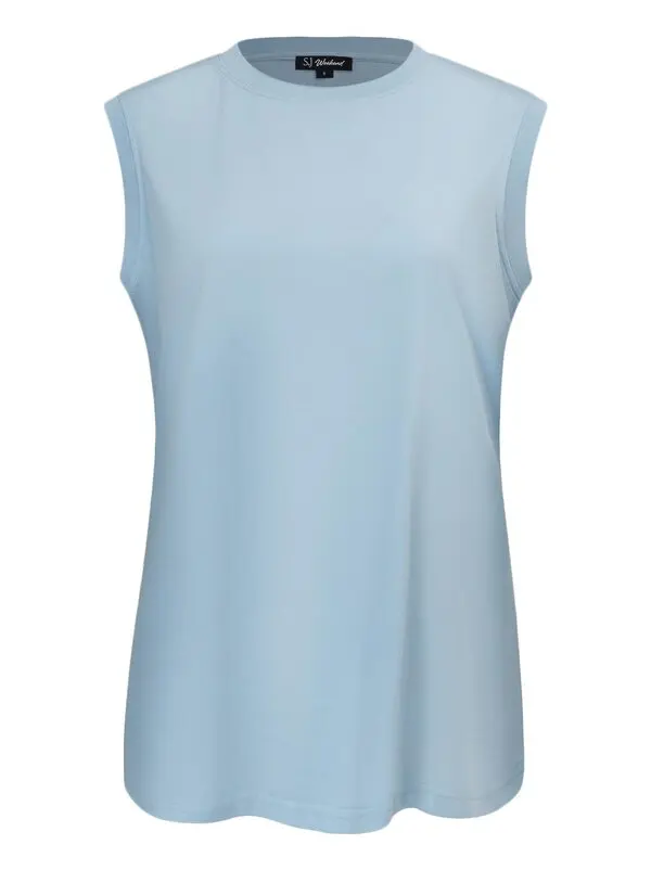 SMART AND JOY Sleeveless Cotton Blend Tank Top - Blue
