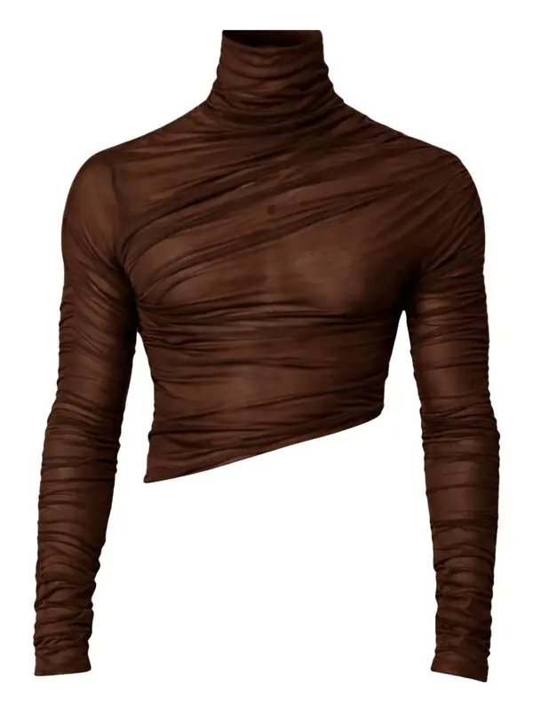 OSCARMORRIS Caresse Tulle Shirt - Brown