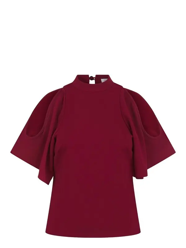 K-WIN LONDON Butterfly Sleeve Cold-shoulder Top - Red