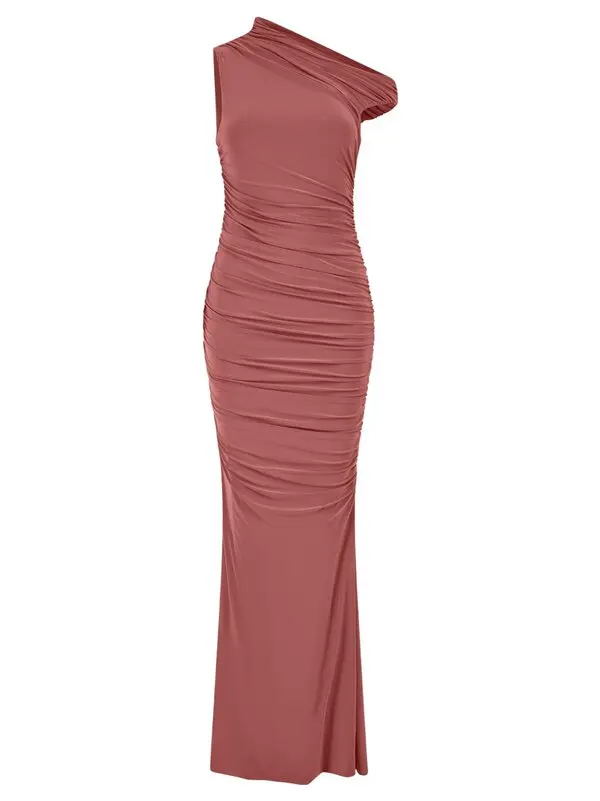 CELESTINE & MAE Dahlia Maxi Dress In Bordeaux - Purple