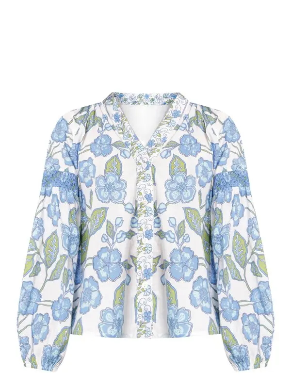 BINDU Carlie Blouse Fleur Bleu - Blue