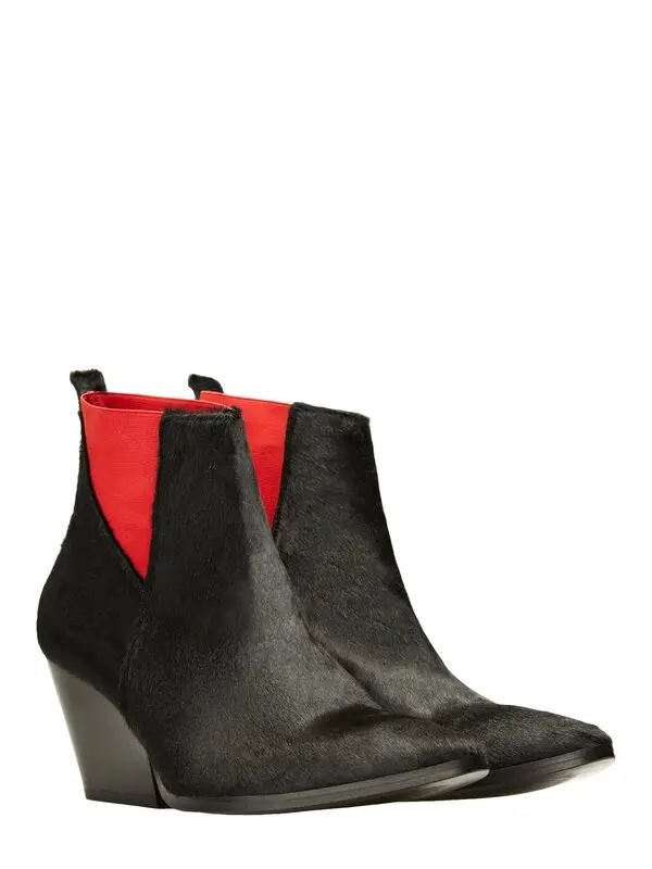 ROSAMUND MUIR LONDON Fortuna Calfhair & Red Ankle Boots - Black