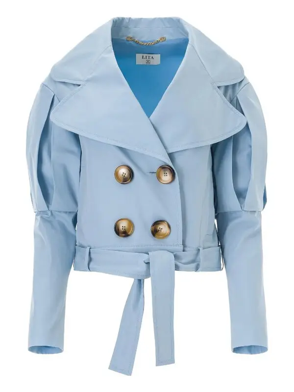 LITA COUTURE Statet Jacket With Oversized Lapels - Blue