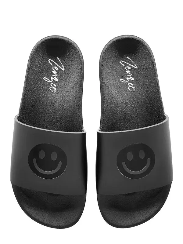 ZENZEE Smiley Face Slide Sandals - Black
