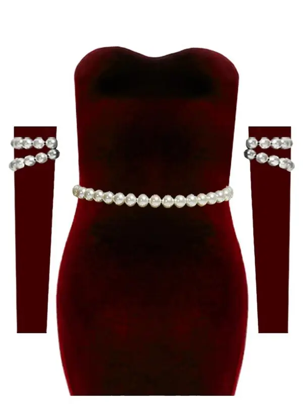 NUR KARAATA Eternal Mini Burgundy Dress - Red
