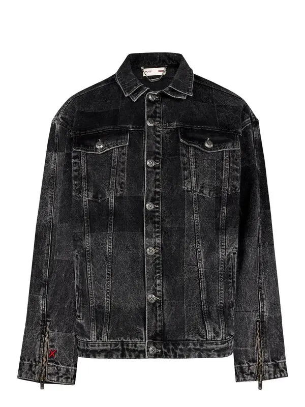PCFG Grey / Black Your Itch Colorblocked Denim Jacket Black - Grey/black