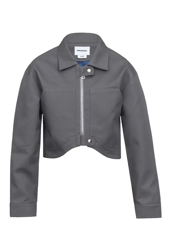 VAN BRUSSEL Nola Biker Crop In Charcoal - Grey