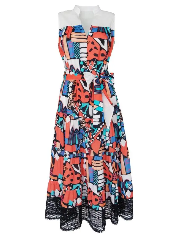 LALIPOP DESIGN Long Sleeveless Voile Dress With Embroidery Detail - Black