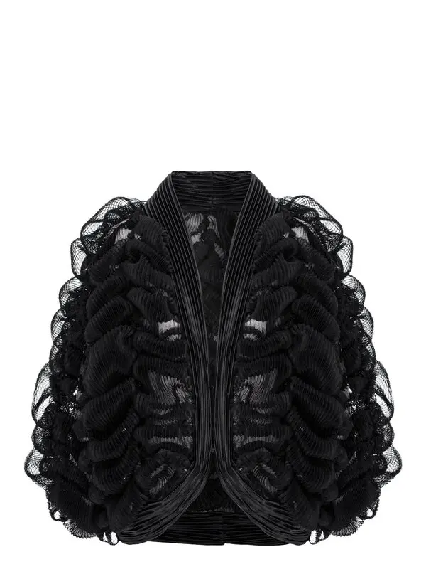 SILVIA SERBAN Pleated And Crinkled Tulle Blazer - Black