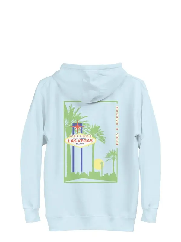 ANCHOR & CREW Sky Las Vegas Landmark Cotton Blend Hoodie - Blue