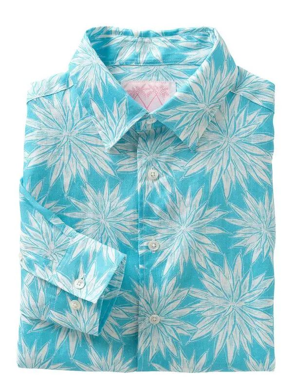 PINK HOUSE Linen Shirt Agave Turquoise - Blue
