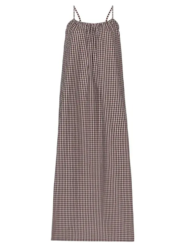 DHARA SHETH, DUBAI Gingham Maxi Dress - Brown/white/red
