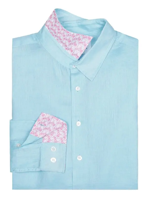 PINK HOUSE Linen Shirt Plain Pale - Blue