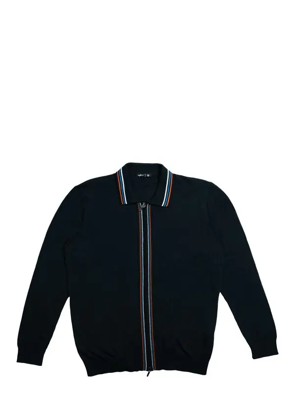EIGHT X Contour Long Sleeve Two Way Zip Knit Sweater Navy - Blue