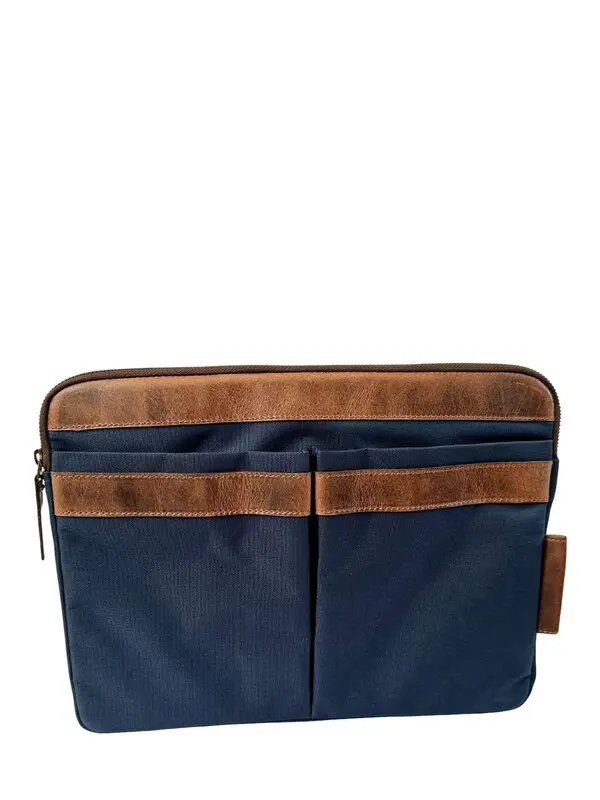VIDA VIDA Leather Trim Laptop Travel Pouch - Blue