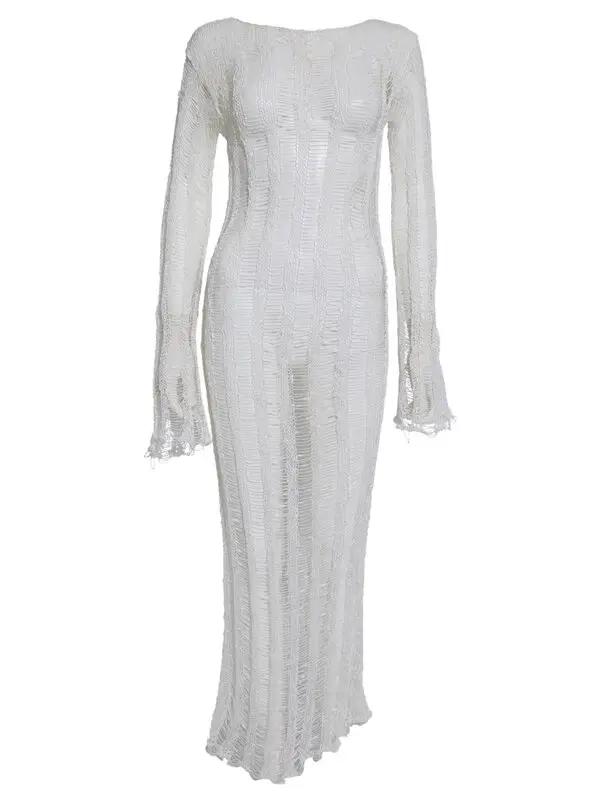 SARAH REGENSBURGER Hand Knitted Linen Dress - White