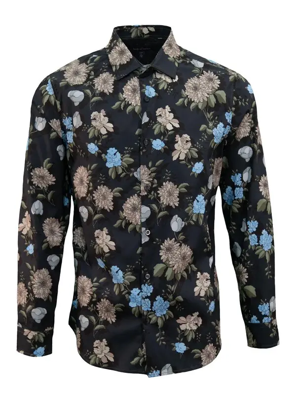 LORDS OF HARLECH Nigel Augustus Floral Shirt - Black