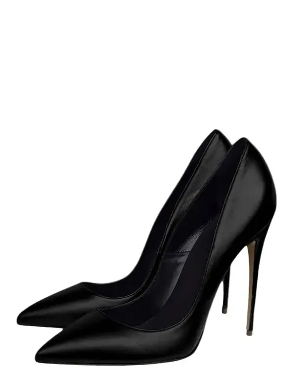 AETHRA SHOES Aesi Leather Pointed Toe Stiletto Pumps - Black