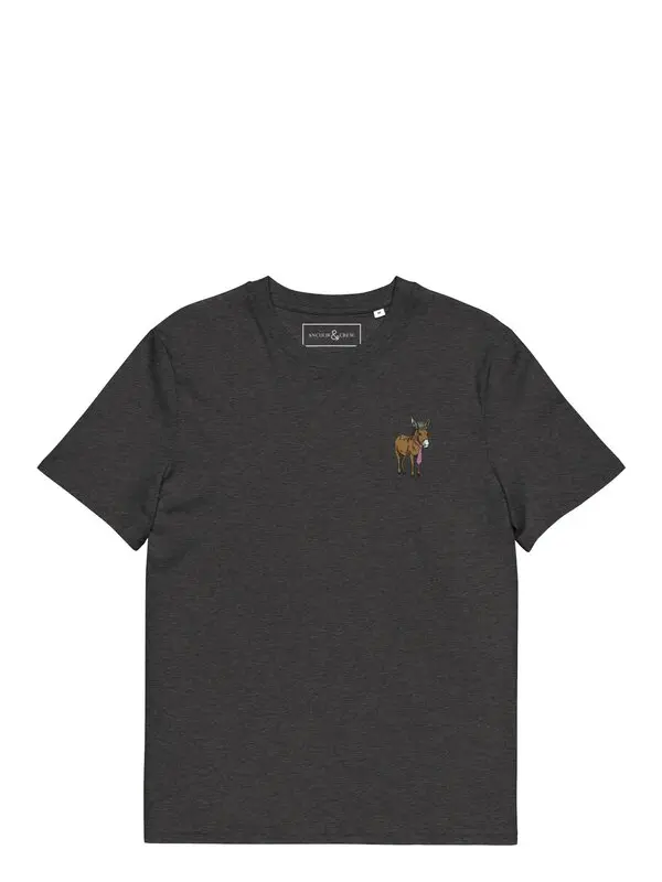ANCHOR & CREW Heather Black Smart Ass Actual Life Organic Cotton Embroidered T-shirt - Grey