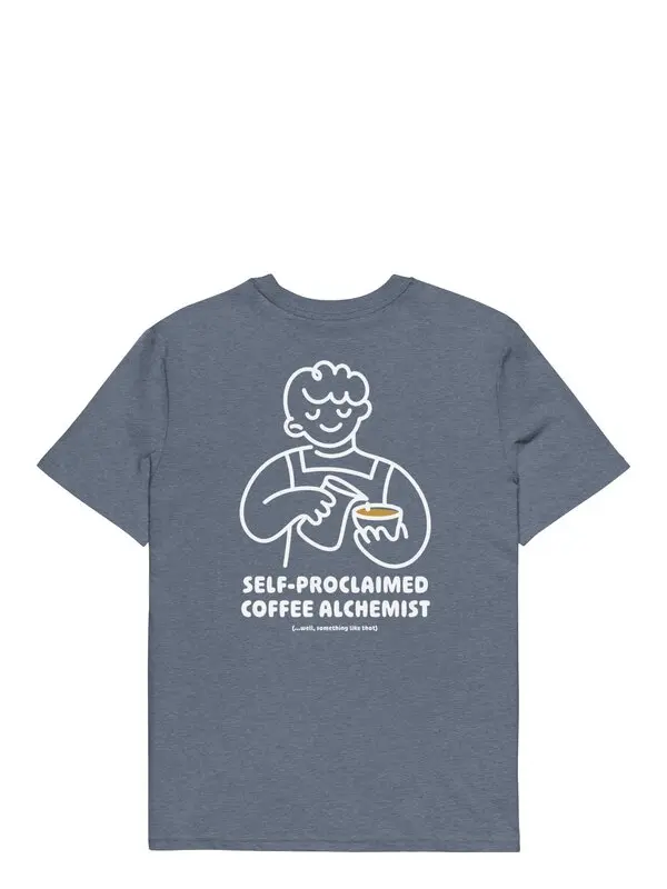 ANCHOR & CREW Heather Gustatory Coffee Alchemist Organic Cotton Embroidered T-shirt - Blue