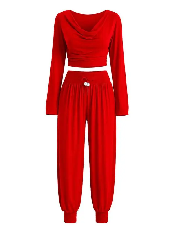MAISON DE GALA Valerie Scarlet Drape Set - Red