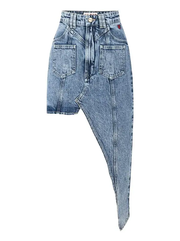 PCFG Free Heaven Cut Out Denim Skirt Asymmetric - Blue